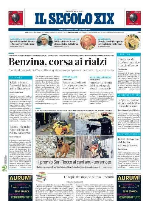 Il Secolo XIX in prima pagina con Rivera: "Adesso vorrei allenare". Nazionale nel mirino - TUTTO ...