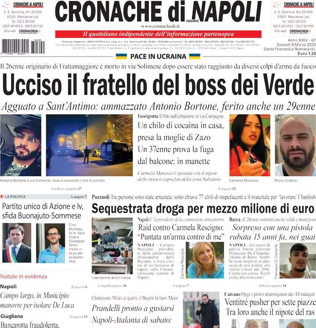 Cronache di Napoli: "Spalletti e Gasperini al top. Napoli, tricolore ...