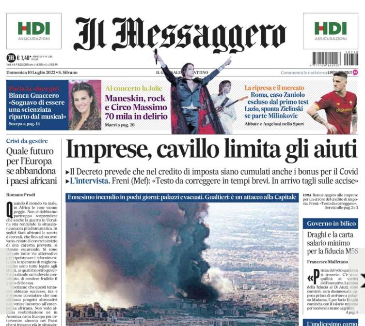 Il Messaggero: "Roma, caso Zaniolo. Lazio, spunta Zielinski se parte ...